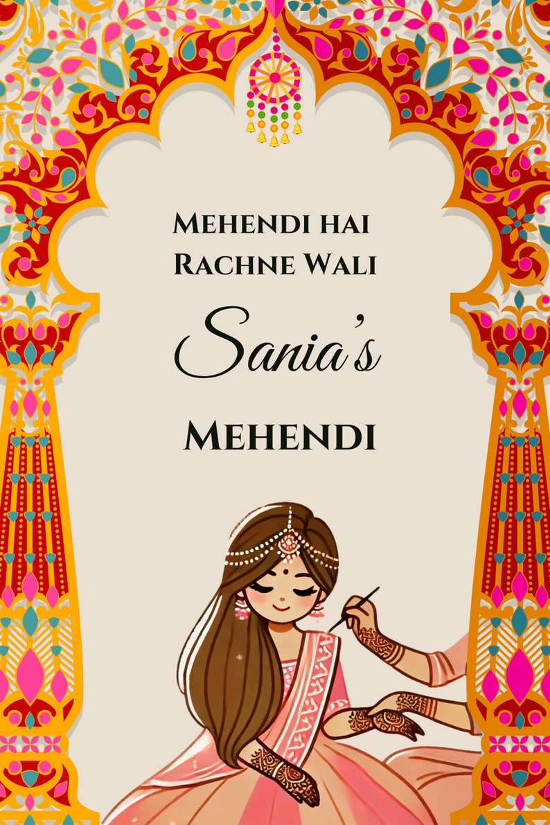 Editable Mehendi Ceremony Welcome Sign - Indian Wedding Digital Print ...