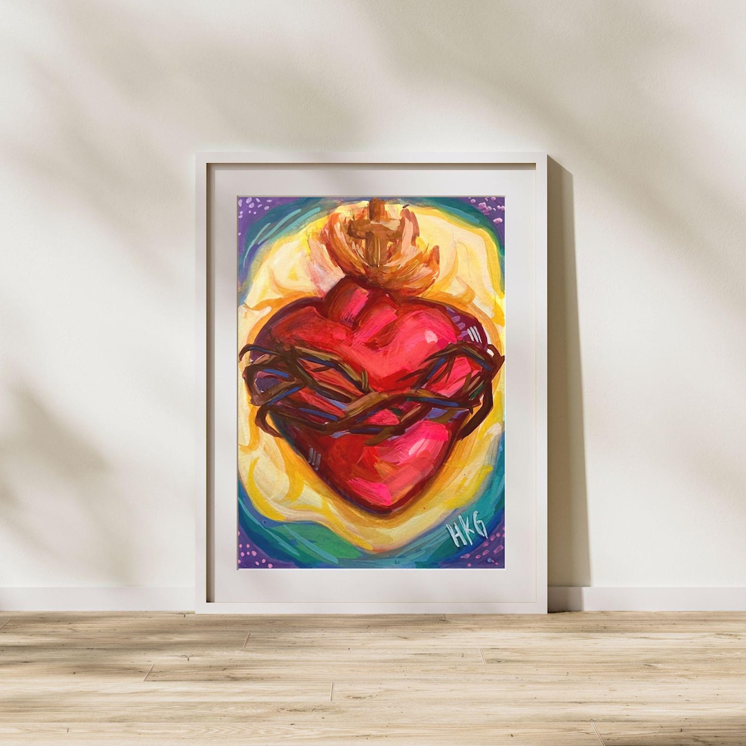 Sacred Heart Painting,modern Catholic Artwork,gift for Catholic Mom ...