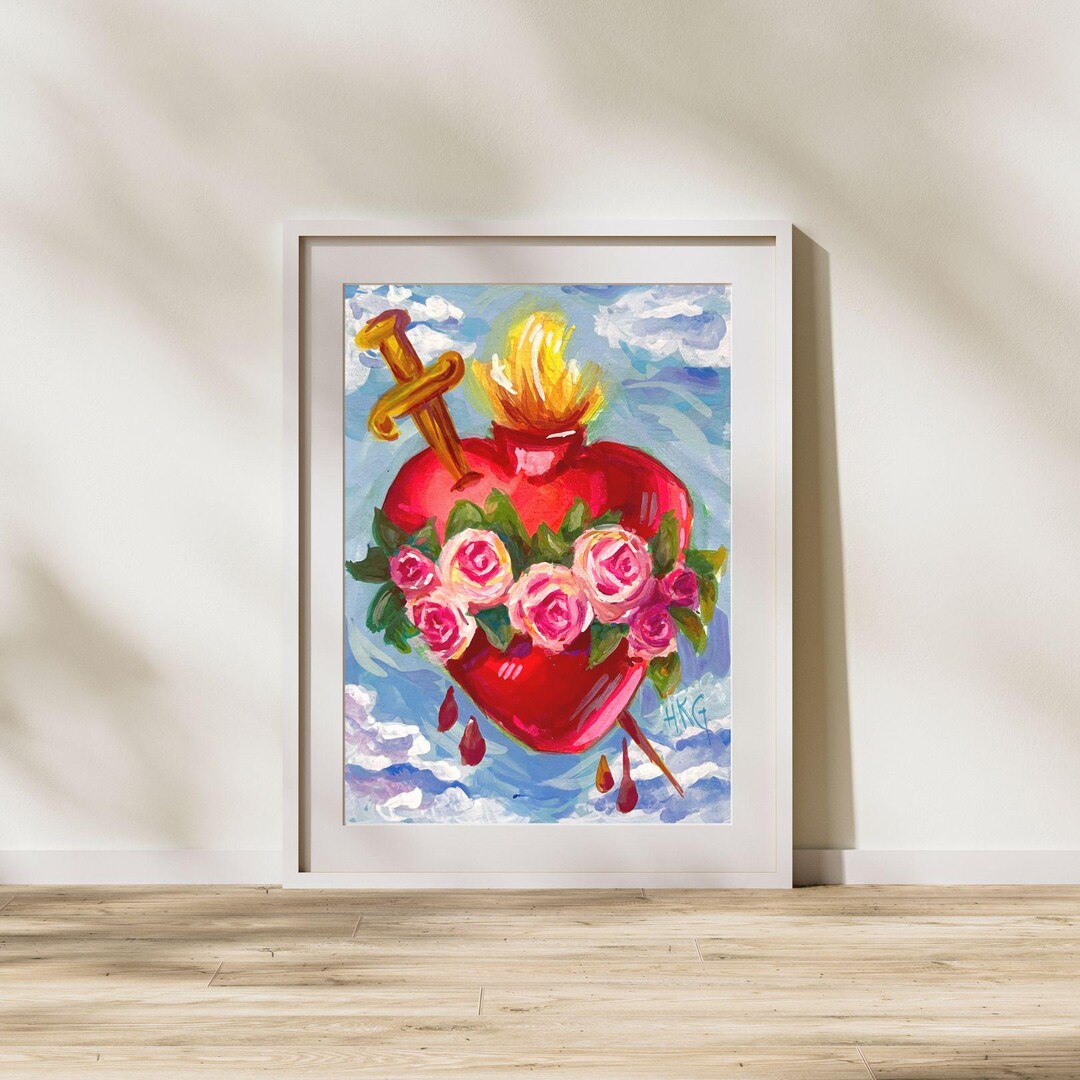 Immaculate Heart Painting,modern Catholic Artwork,gift for Catholic Mom ...