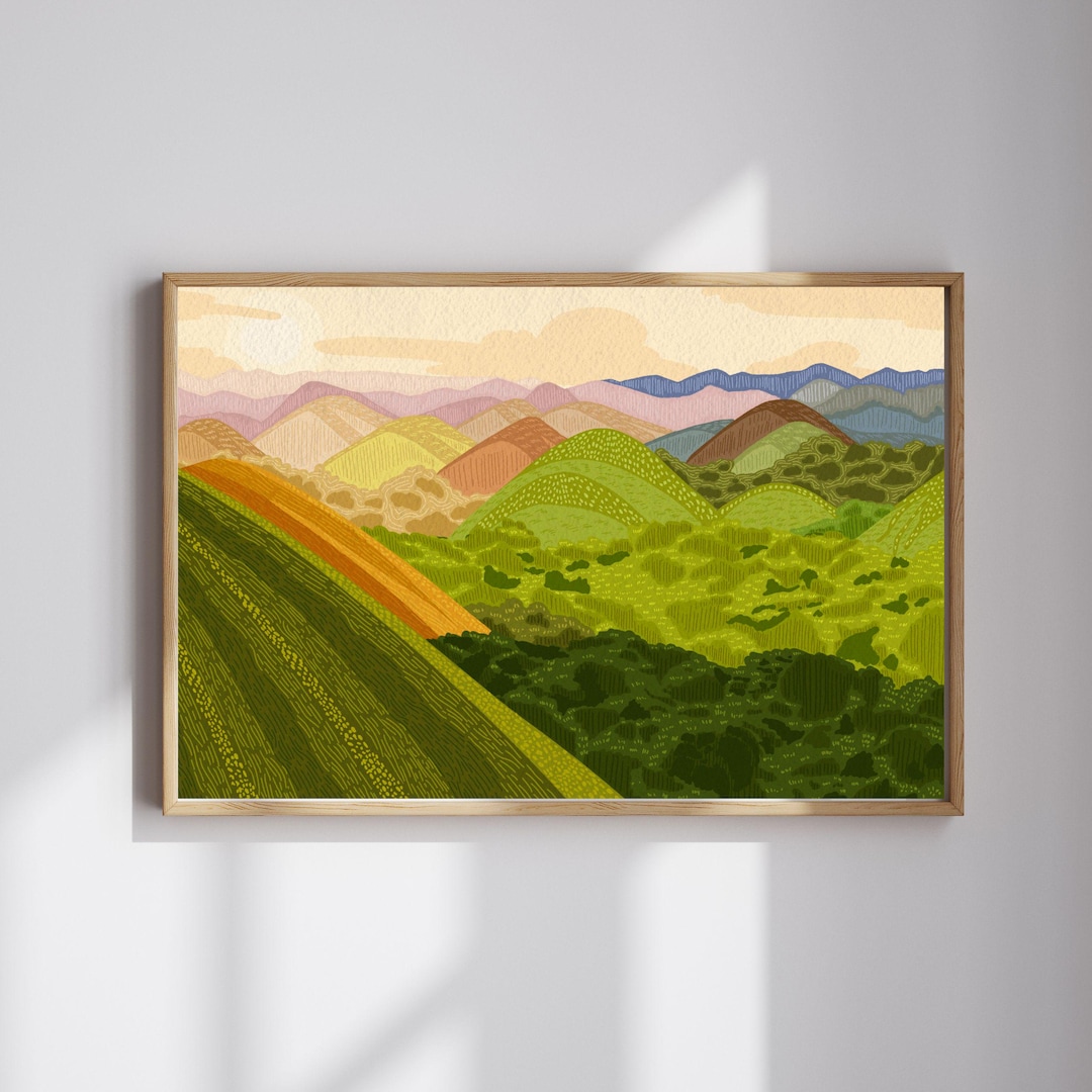 Bohol Chocolate Hills Art, Modern Philippine Landscape Illustration ...