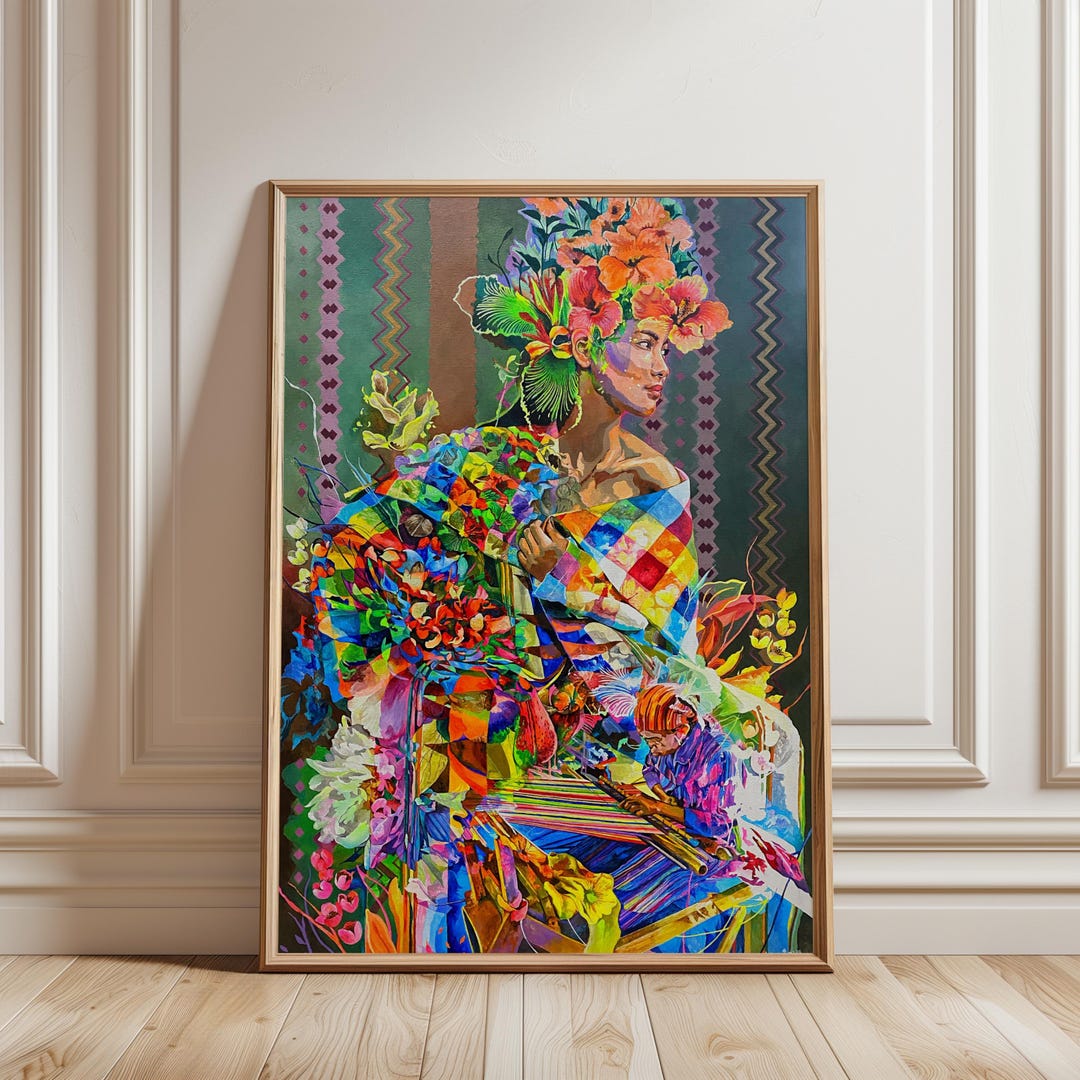 Filipino Heritage Woman Art Print,traditional Filipino Textile Portrait ...