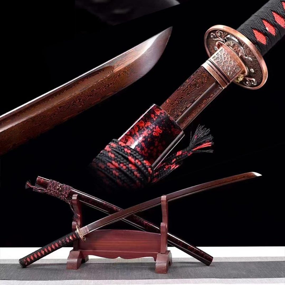 Katana Real Sword Weapons Sharp Samurai Sword Full Tang Damascus Steel ...