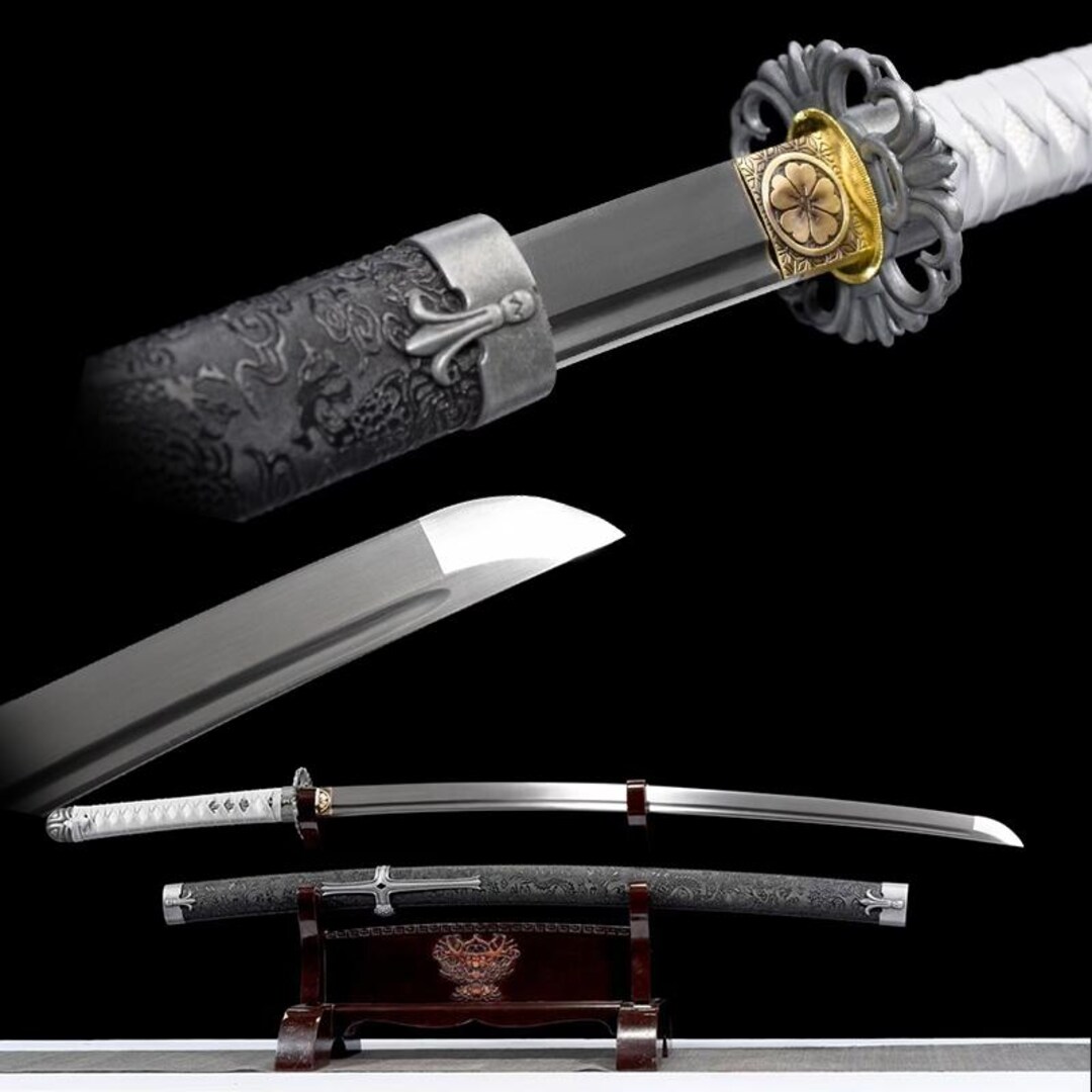 Samurai Katana Sword, Japanese Handmade, Practical, Damascus/1060 ...