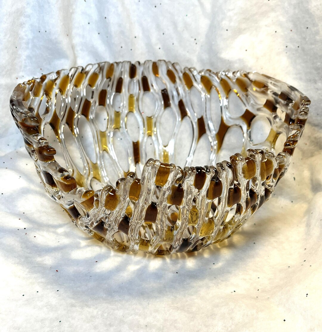 Glass Basket Weave Bowl - Etsy