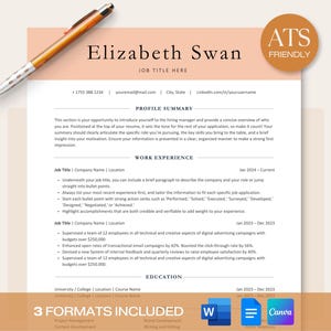 ATS Friendly Resume Template Word, Canva, Google Docs, ATS Resume, ATS ...