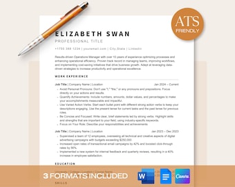 ATS Friendly Resume Template Word, Canva, Google Docs, ATS Resume, ATS ...