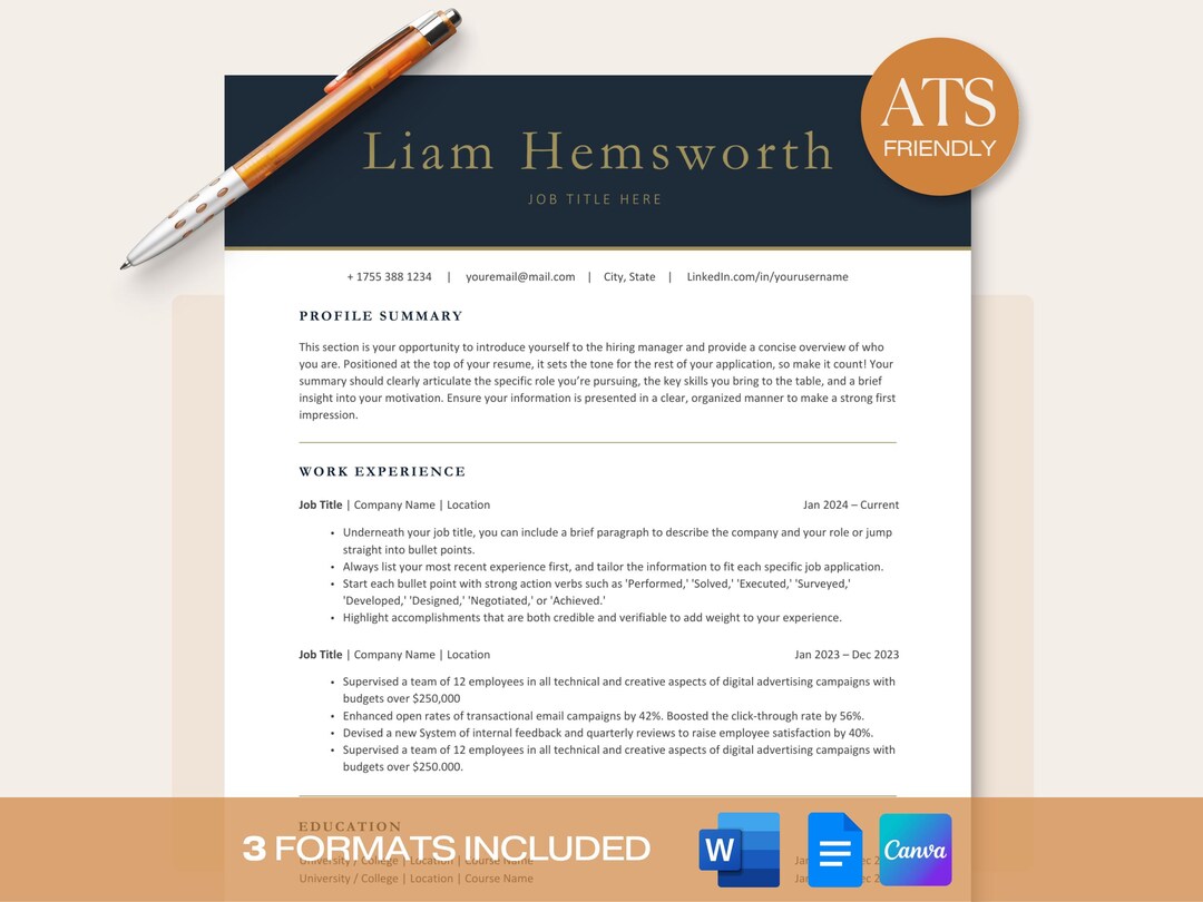 Resume for Developer, ATS Friendly Tech Resume Template Tech, IT ...