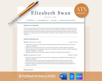 ATS Friendly Resume Template Word, Canva, Google Docs, ATS Resume, ATS ...
