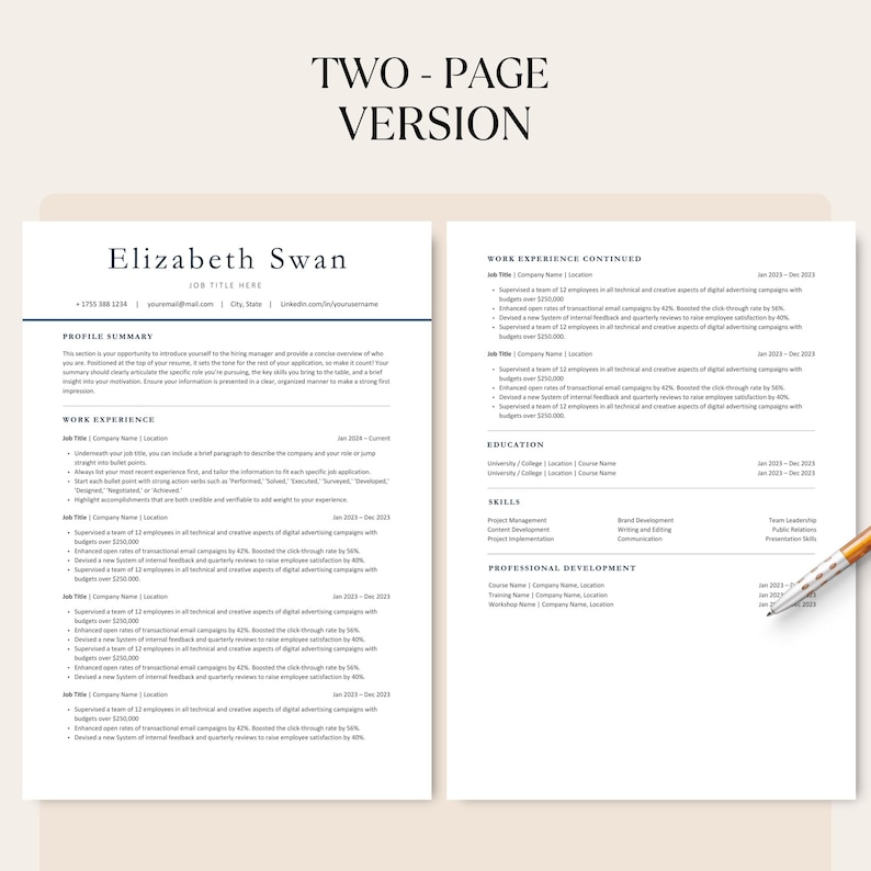 ATS Friendly Resume Template Word, Canva, Google Docs, ATS Resume, ATS ...