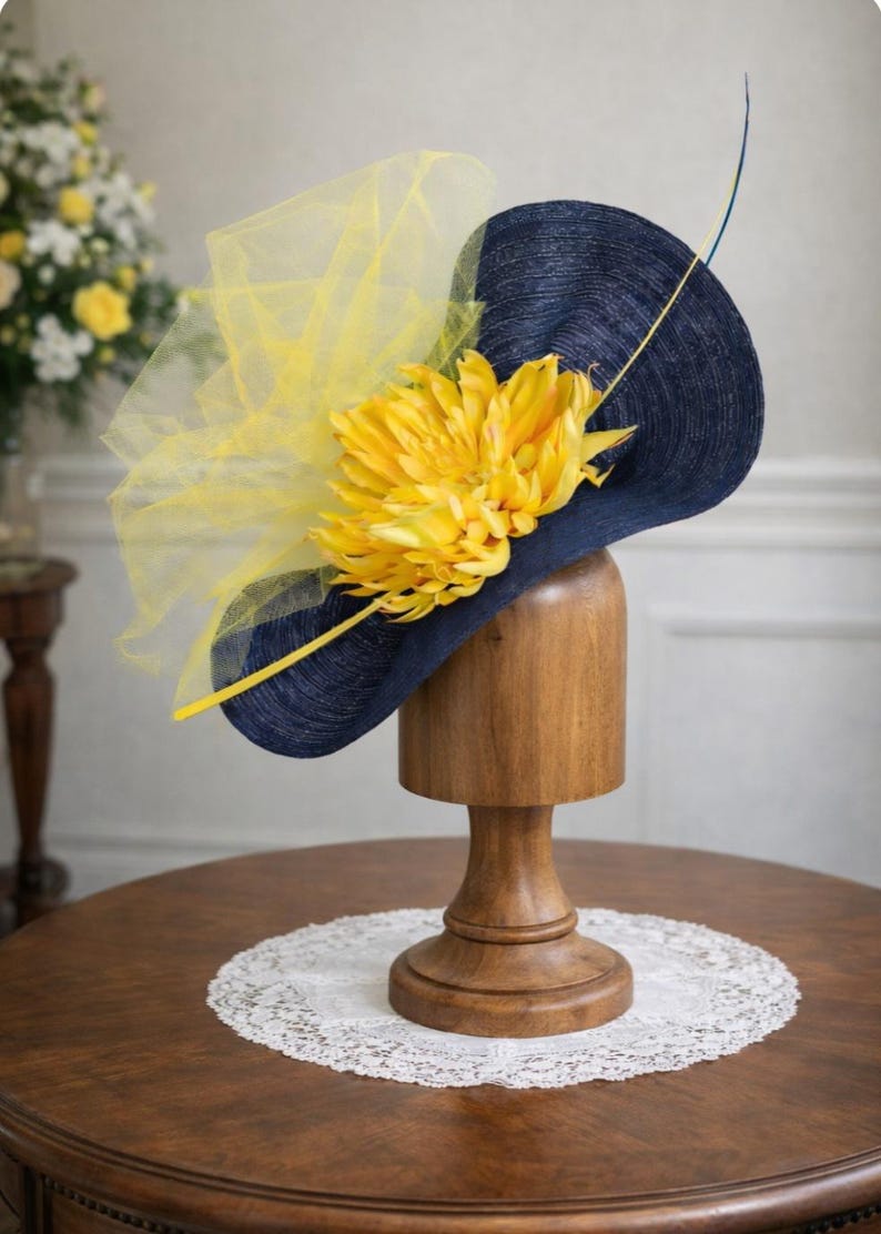 Navy Blue Fascinator, Kentucky Derby Hats, Ascot Hat, Royal Crown Races ...