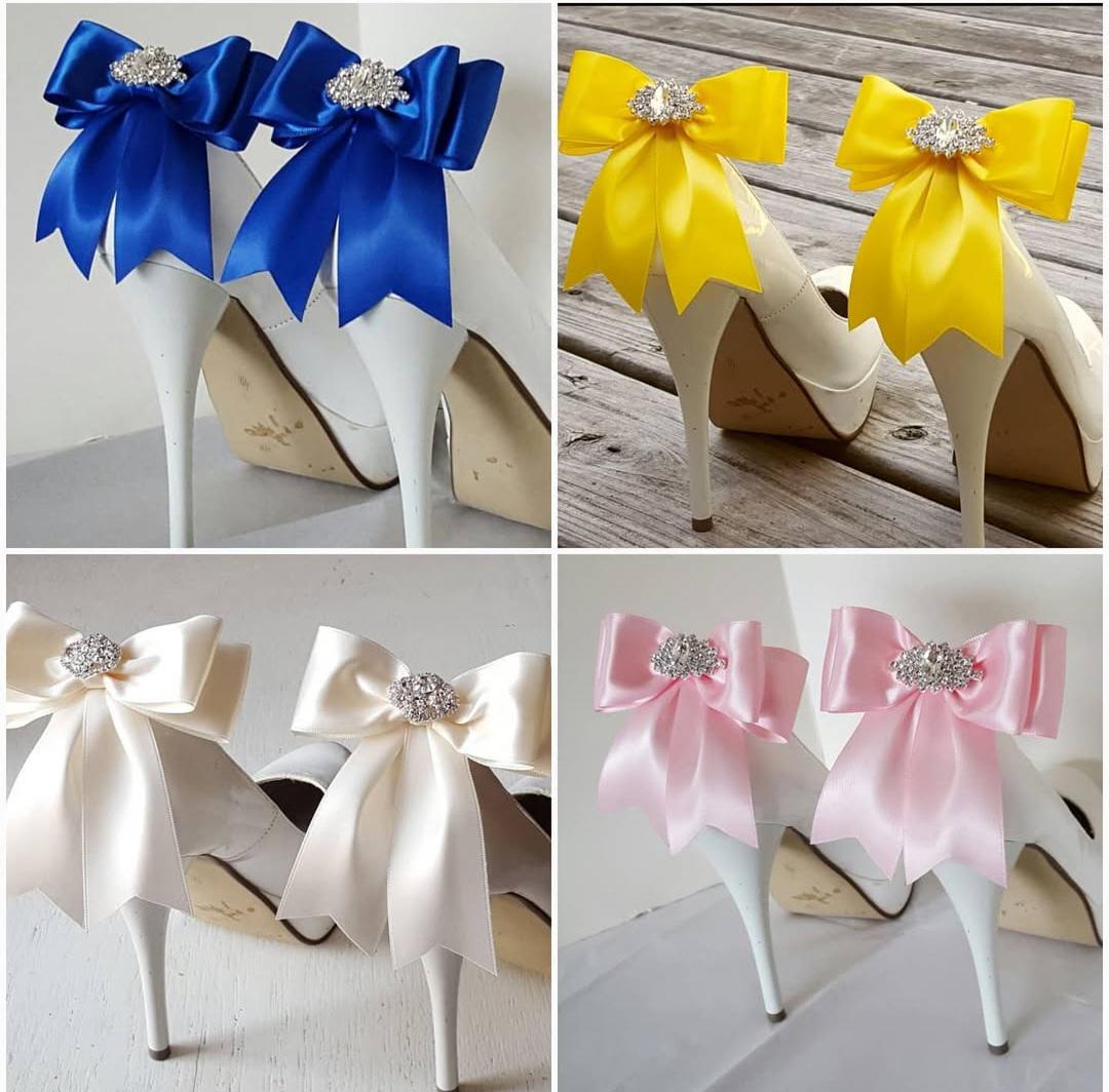 Royal Blue Bow Shoe Clips, Wedding Shoe Clips, Satin Bow Shoe Clips ...