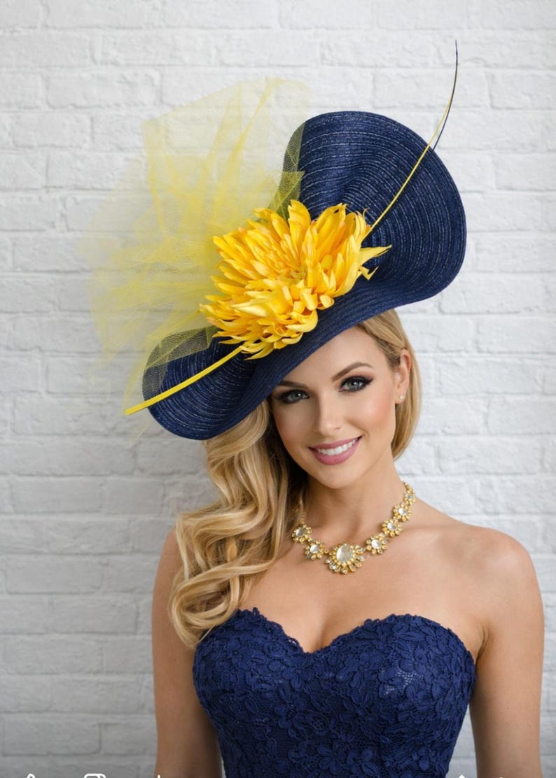 Navy Blue Fascinator, Kentucky Derby Hats, Ascot Hat, Royal Crown Races ...