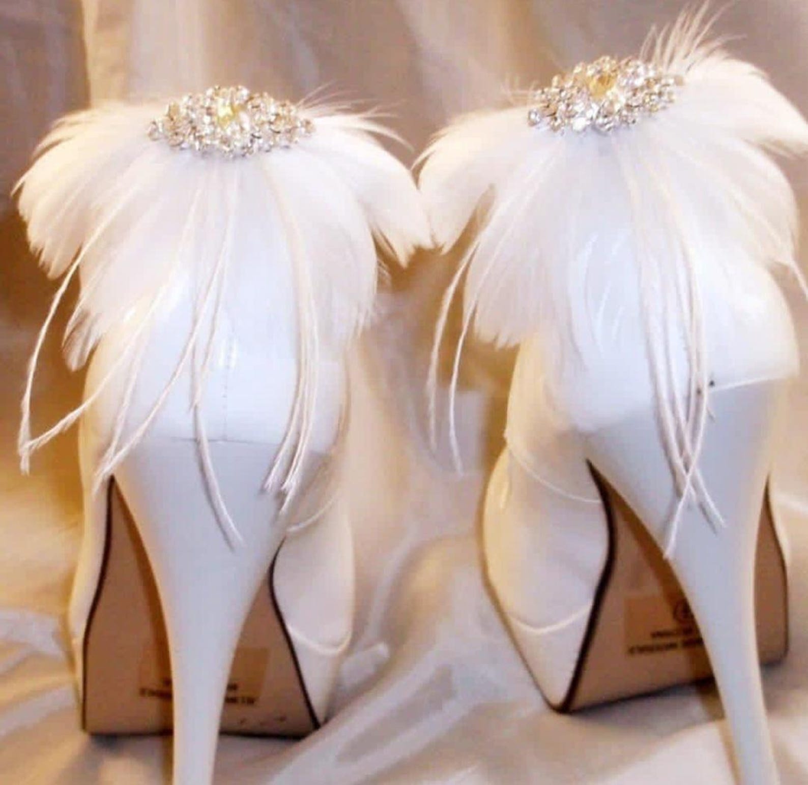 Feather Shoe Clips, Wedding Shoe Clips, Rhinestones, Shoe Clips, Clip ...