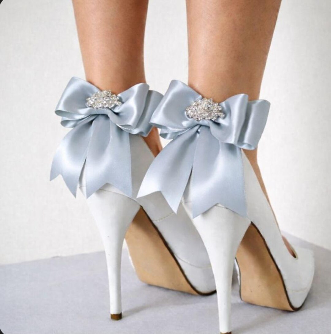 Bow Shoe Clips, Wedding Shoe Clips, Satin Bow Shoe Clips, Rhinestones ...