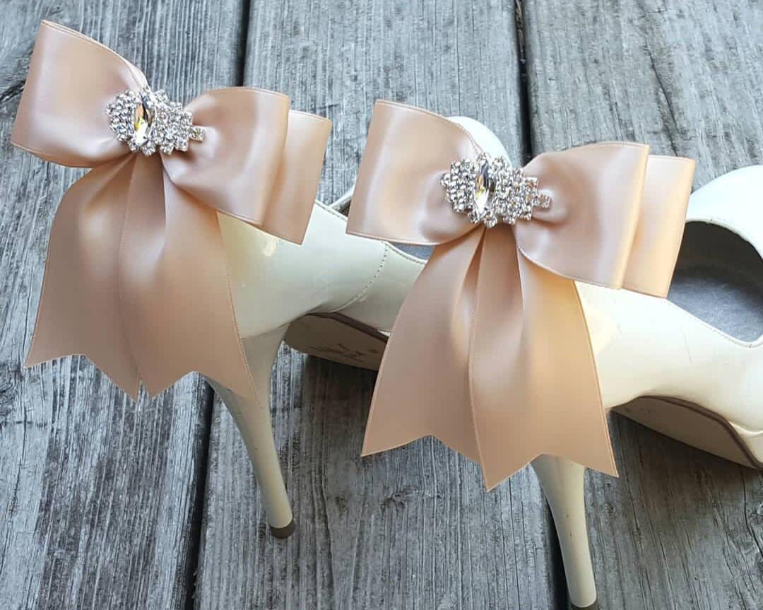 Bow Shoe Clips, Wedding Shoe Clips, Satin Bow Shoe Clips, Rhinestones ...