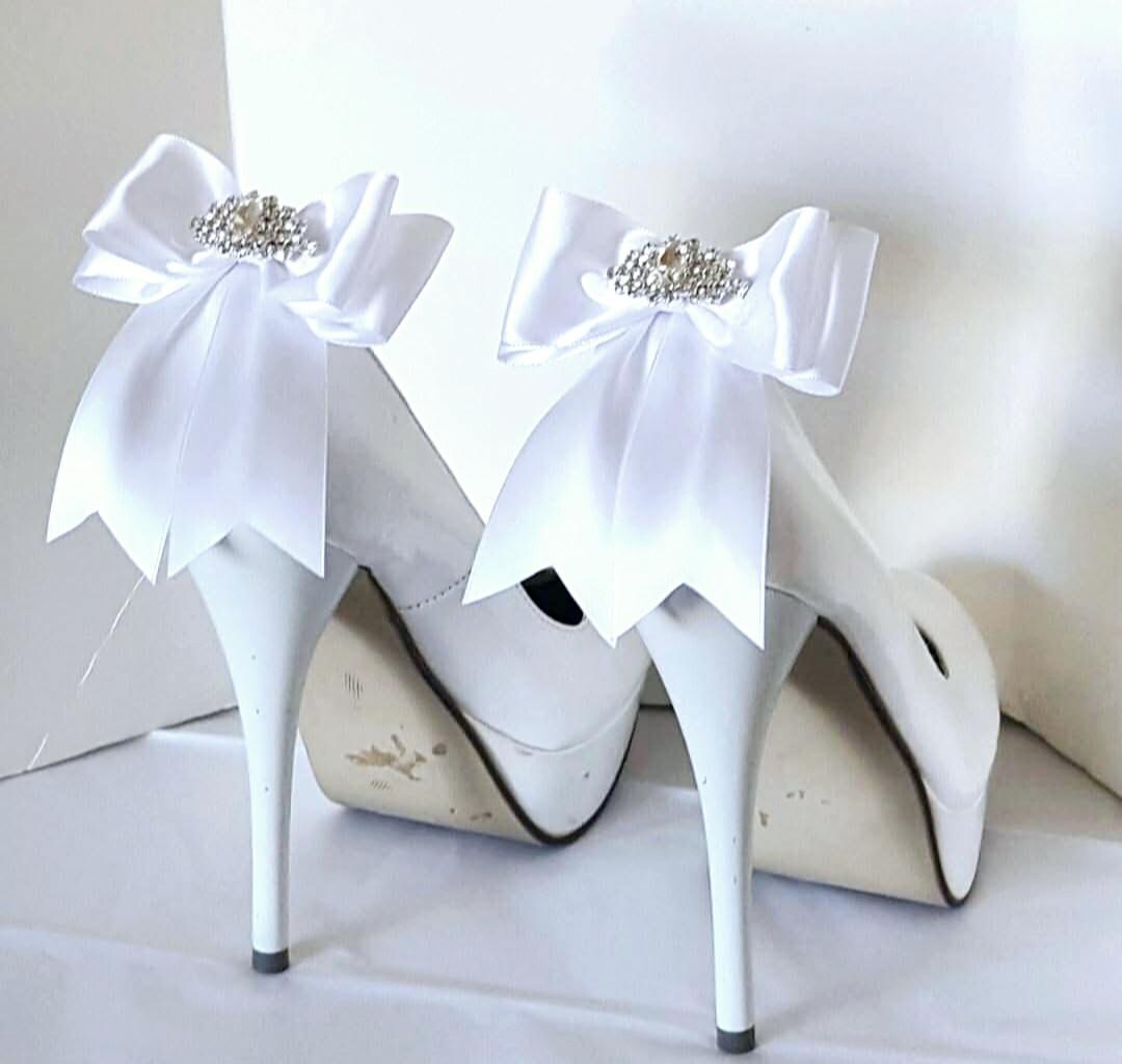Bow Shoe Clips, Wedding Shoe Clips, Satin Bow Shoe Clips, Rhinestones ...