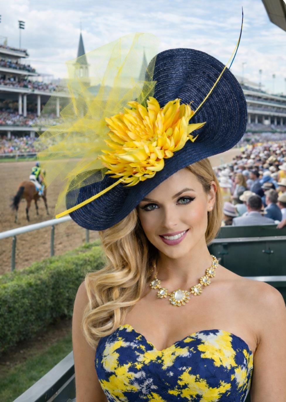 Navy Blue Fascinator, Kentucky Derby Hats, Ascot Hat, Royal Crown Races ...