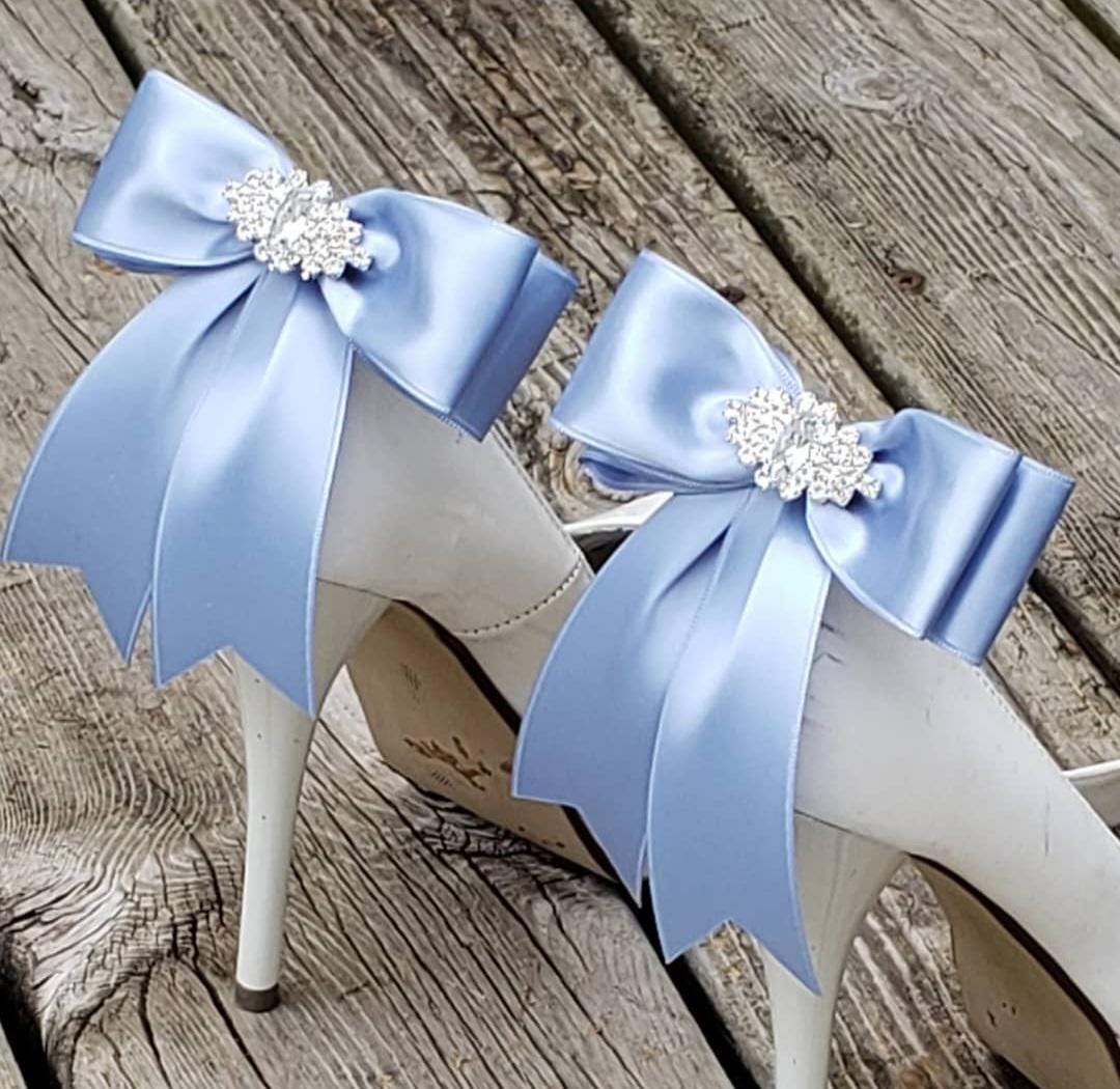 Royal Blue Bow Shoe Clips, Wedding Shoe Clips, Satin Bow Shoe Clips ...