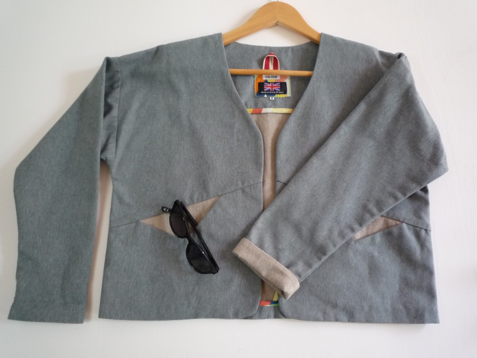 Boxy casual jacket with pockets, unique minimalist loose fit jacket, 80 ...