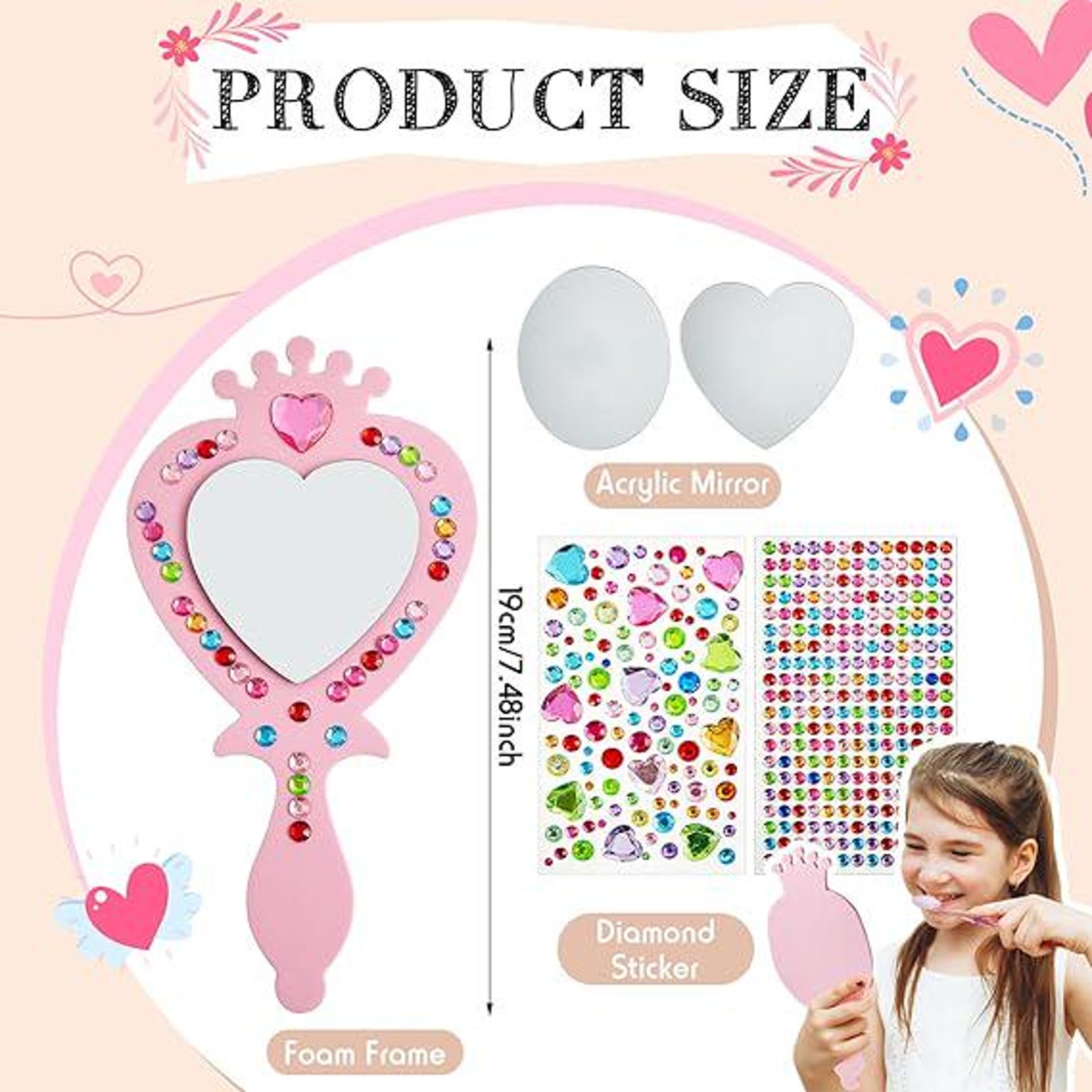 12 Pack Princess Foam Mirror Kits Decorate Your Own Princess Mirrors ...