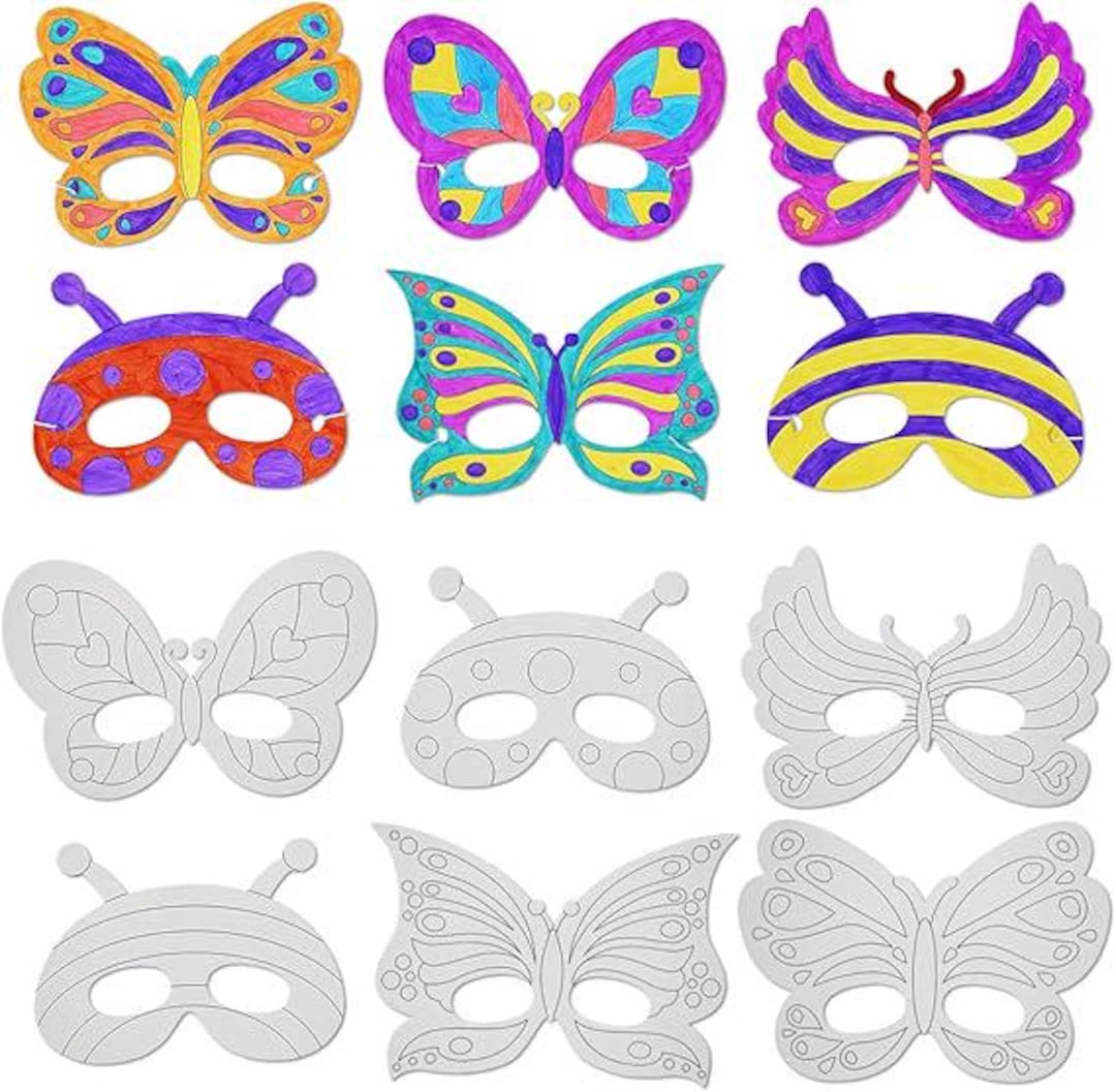 24 PCS Color Your Own Paper Masks, DIY Masks Craft Art Kits for Kids ...