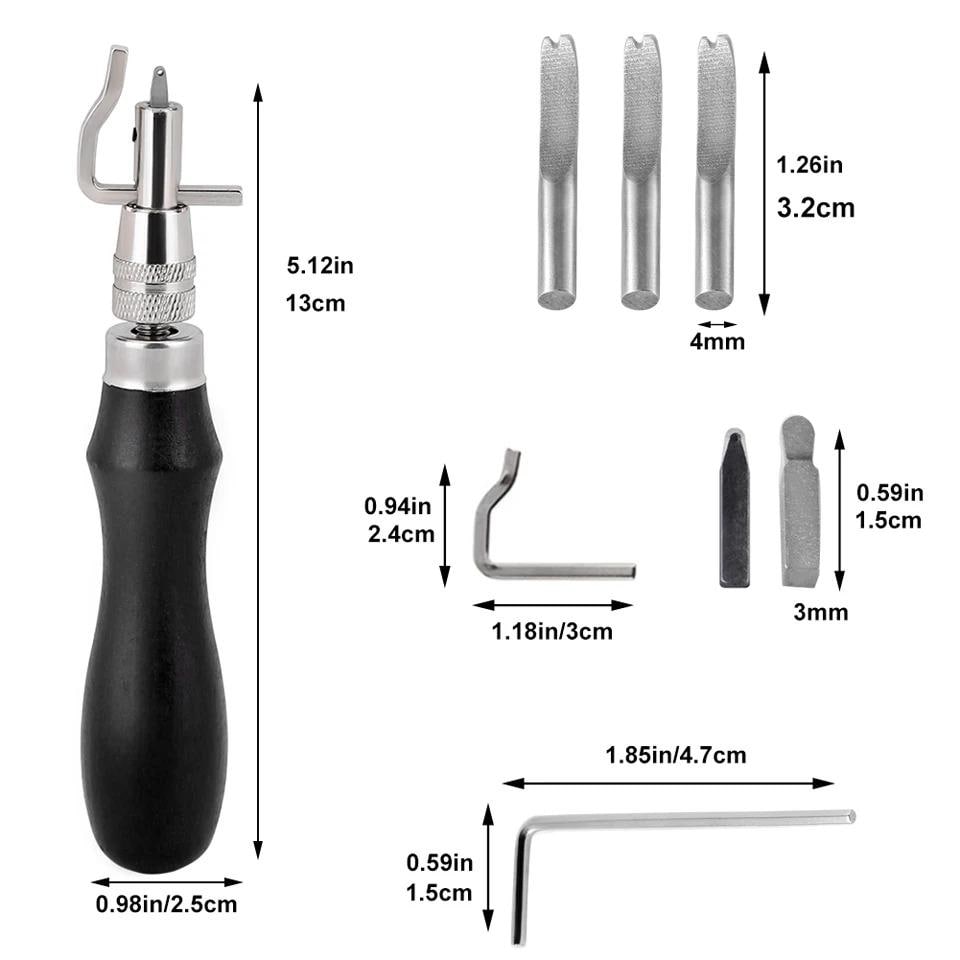 7-in-1 Leather Stitching Groover Tool Set Adjustable Edge Beveler ...