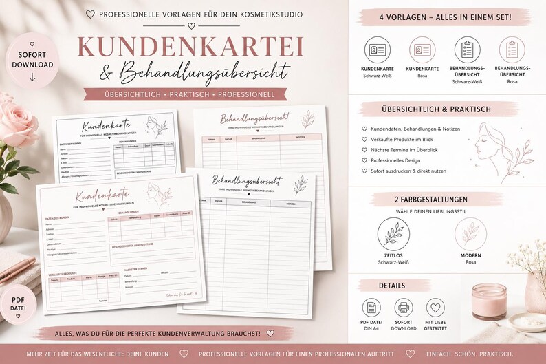 Cosmetics Customer File Template PDF | Customer Card & Treatment ...