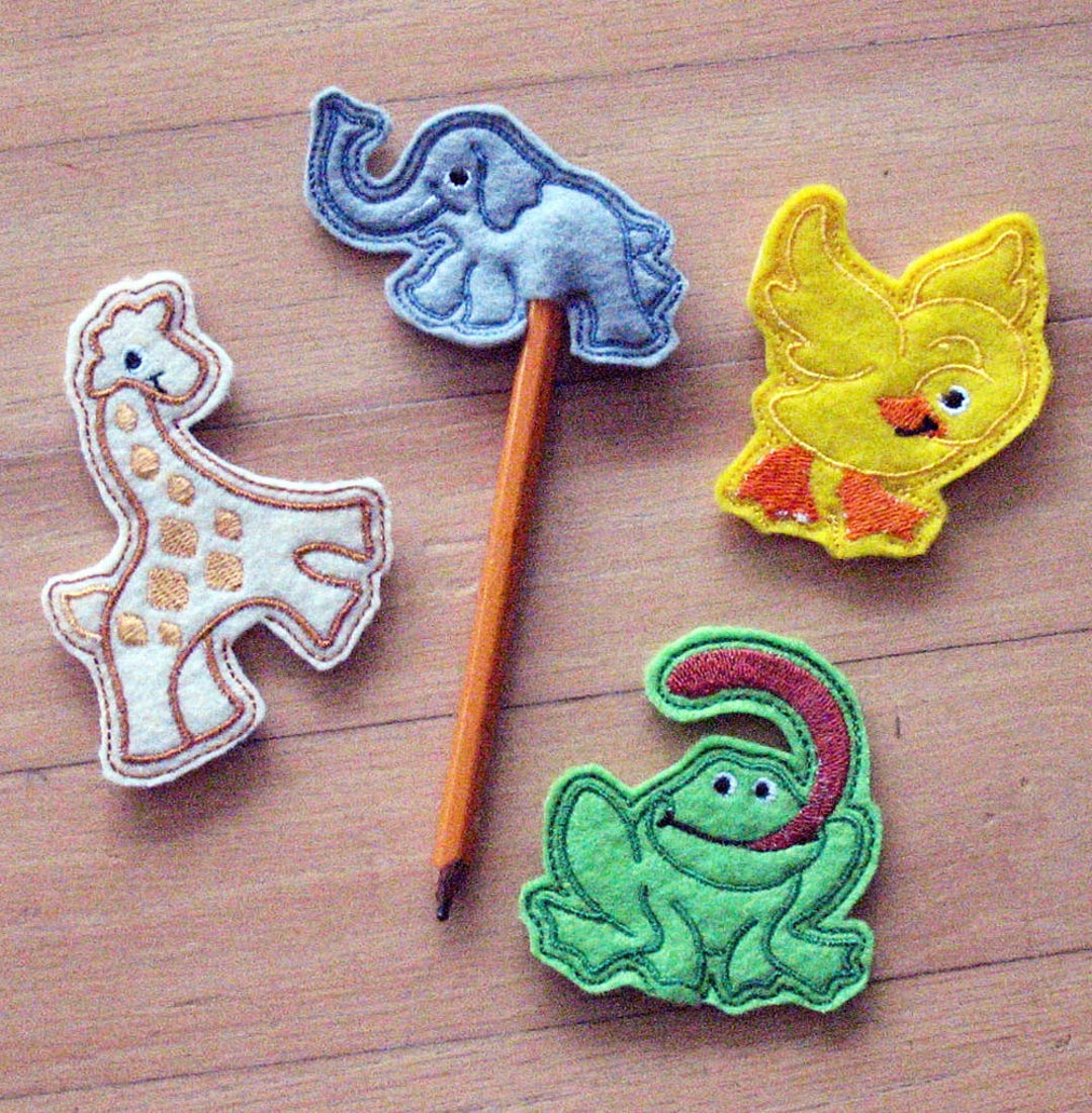 Party Favors, Pencil Toppers, Animal Pencil Toppers, Felt, Embroidered ...