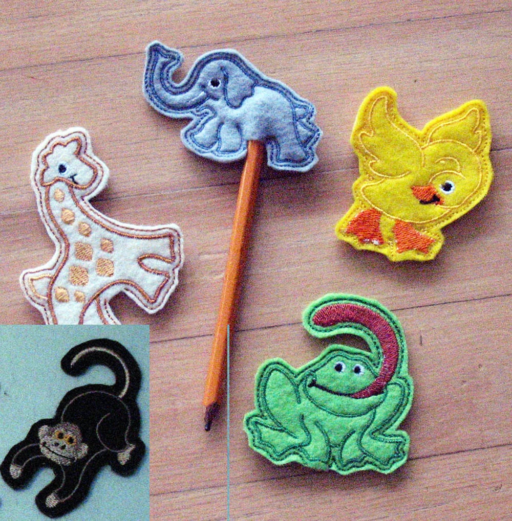 Party Favors, Pencil Toppers, Animal Pencil Toppers, Felt, Embroidered ...