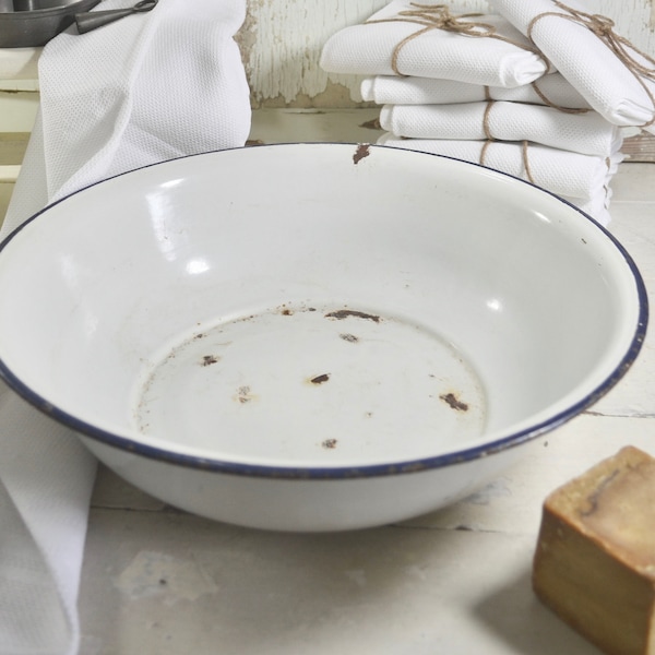 Antique Enamel Wash Basin - Etsy
