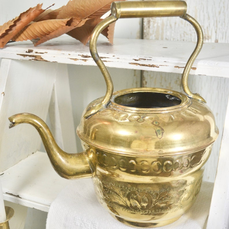 Antique French Brass Kettle - Etsy