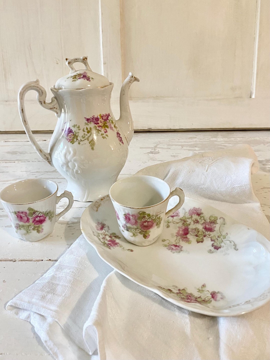 Antique French Porcelain Tea Pot - Etsy
