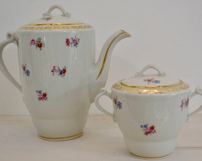 Special French Porcelain Tea Set Tea Pot and Sugar Pot - Etsy