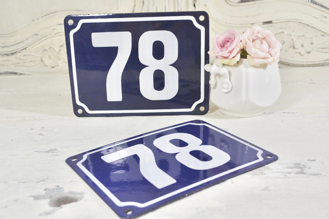 Antique French Handpainted Enamel House Number Plates/ Blue and White ...