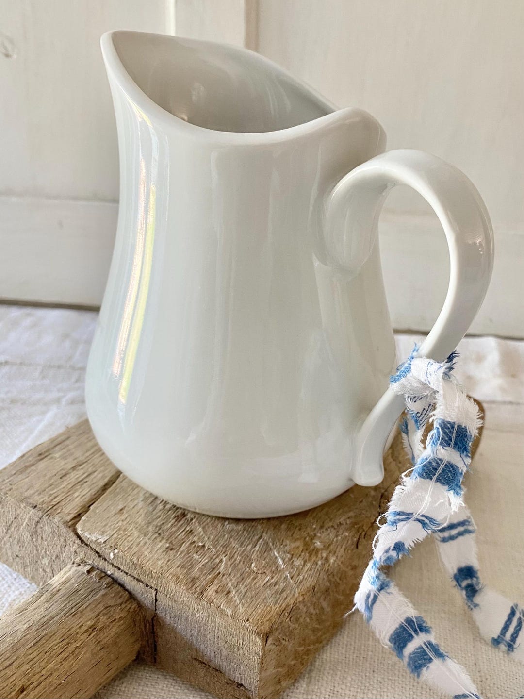 Antique French Large 1litre White Porcelain Pitcher - Etsy