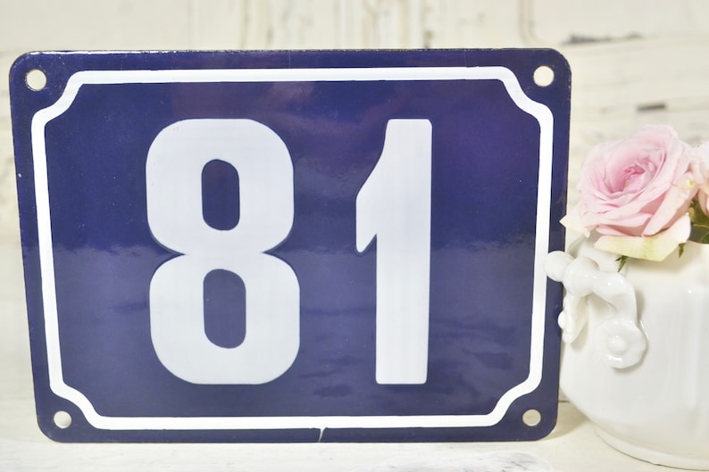 Antique French Handpainted Enamel House Number Plates/ Blue and White ...