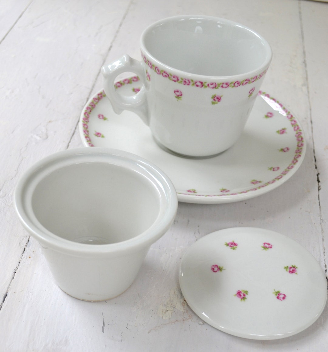 Porcelain Tea Cup and Filter French Shabby, French Faded Romance ...