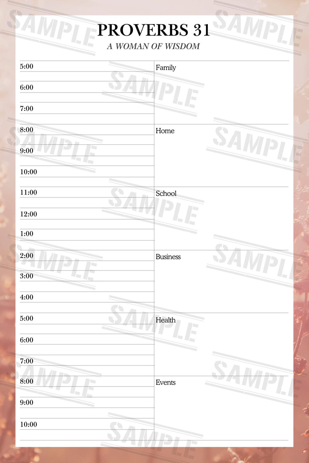 Daily Schedule Poster - Etsy