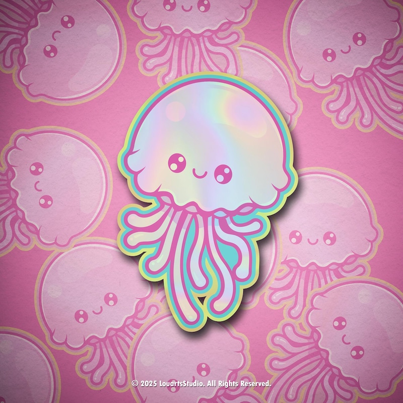 Jellyfish Sticker Kawaii - Etsy