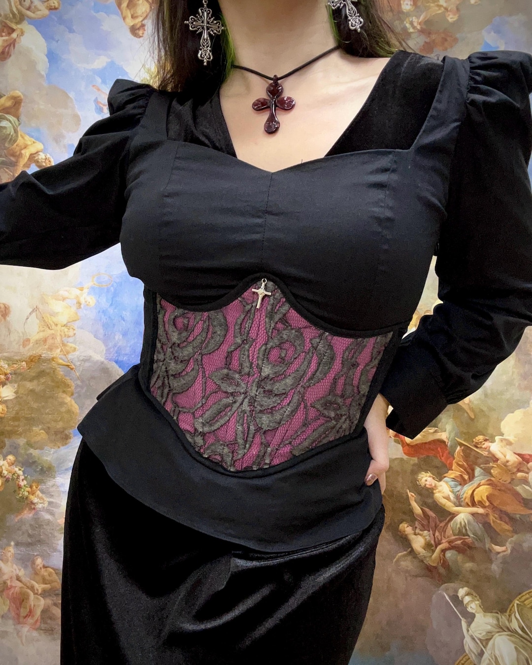 Purple Goth Underbust Corset - Etsy