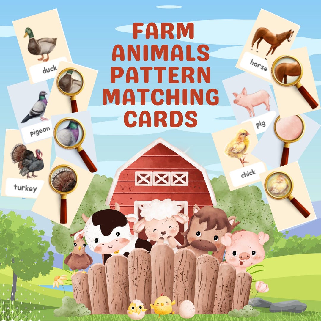 Farm Animals and Pattern Matching Flashcards- Farm Animals Flashcards ...