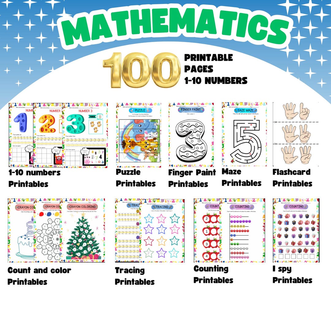 Kindergarten Educational Kids Mathematics Resources Bundle | Children's ...