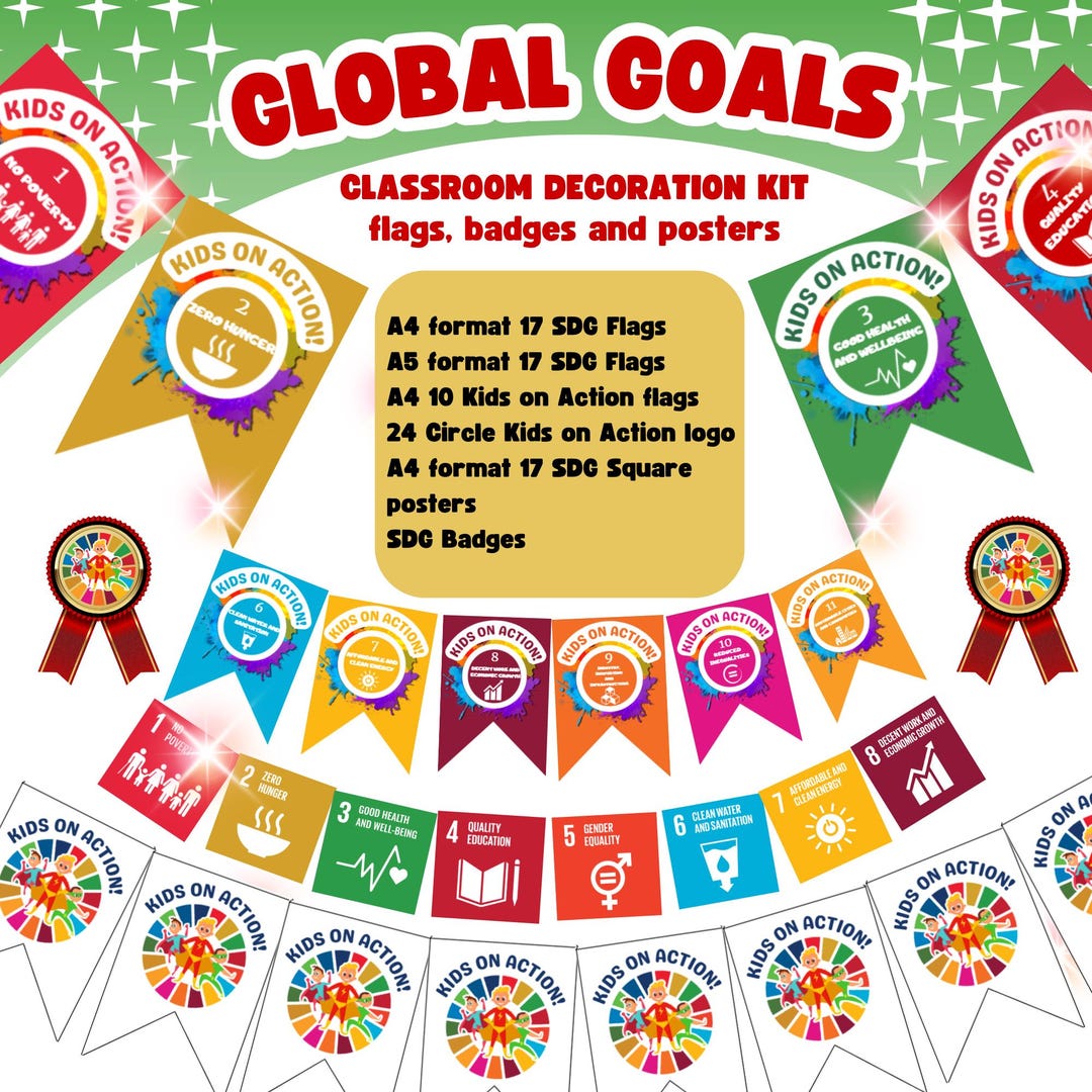 Sustainable Global Goals Classroom Decoration-flag-badge-poster-school ...