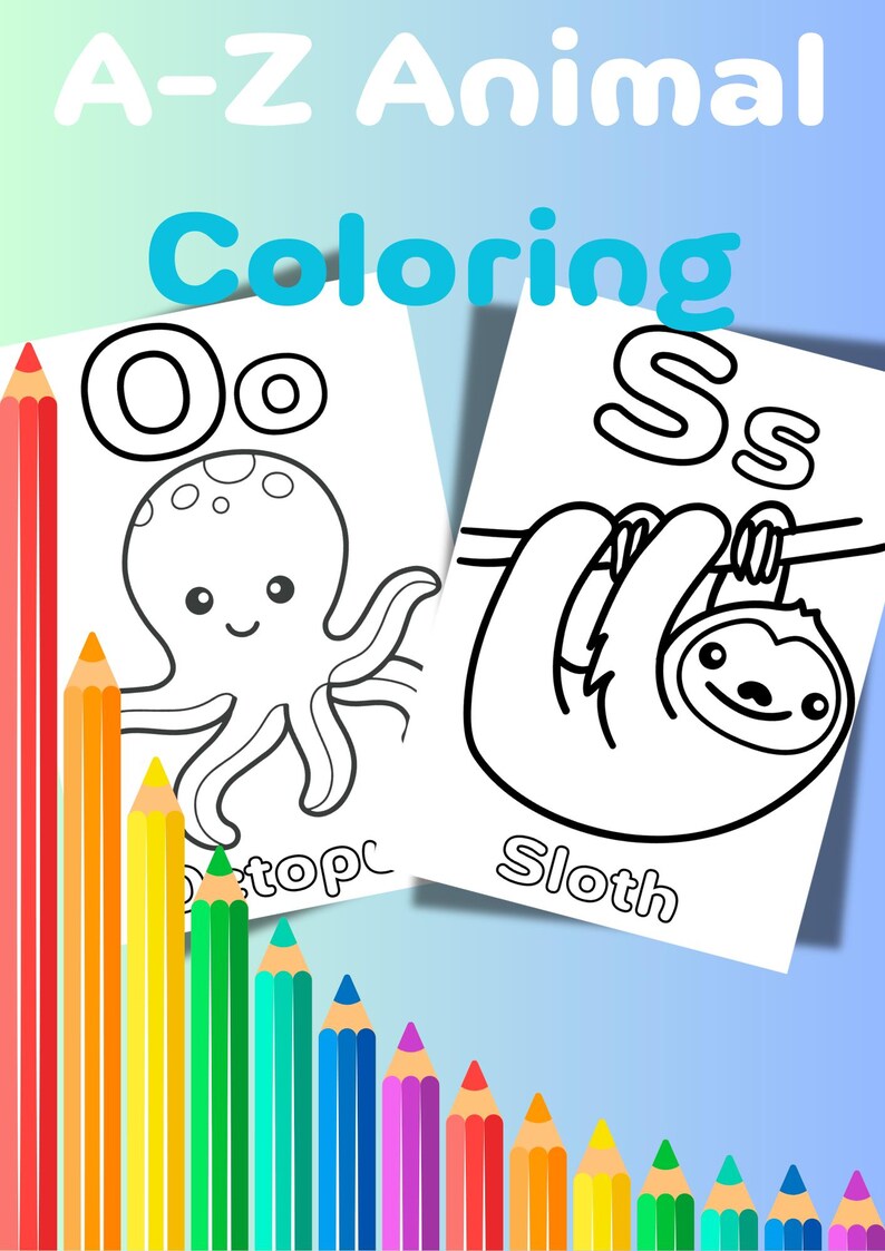 A-Z Alphabet Cute Animal Coloring Pages, Kids, Vocabulary for Kids ...