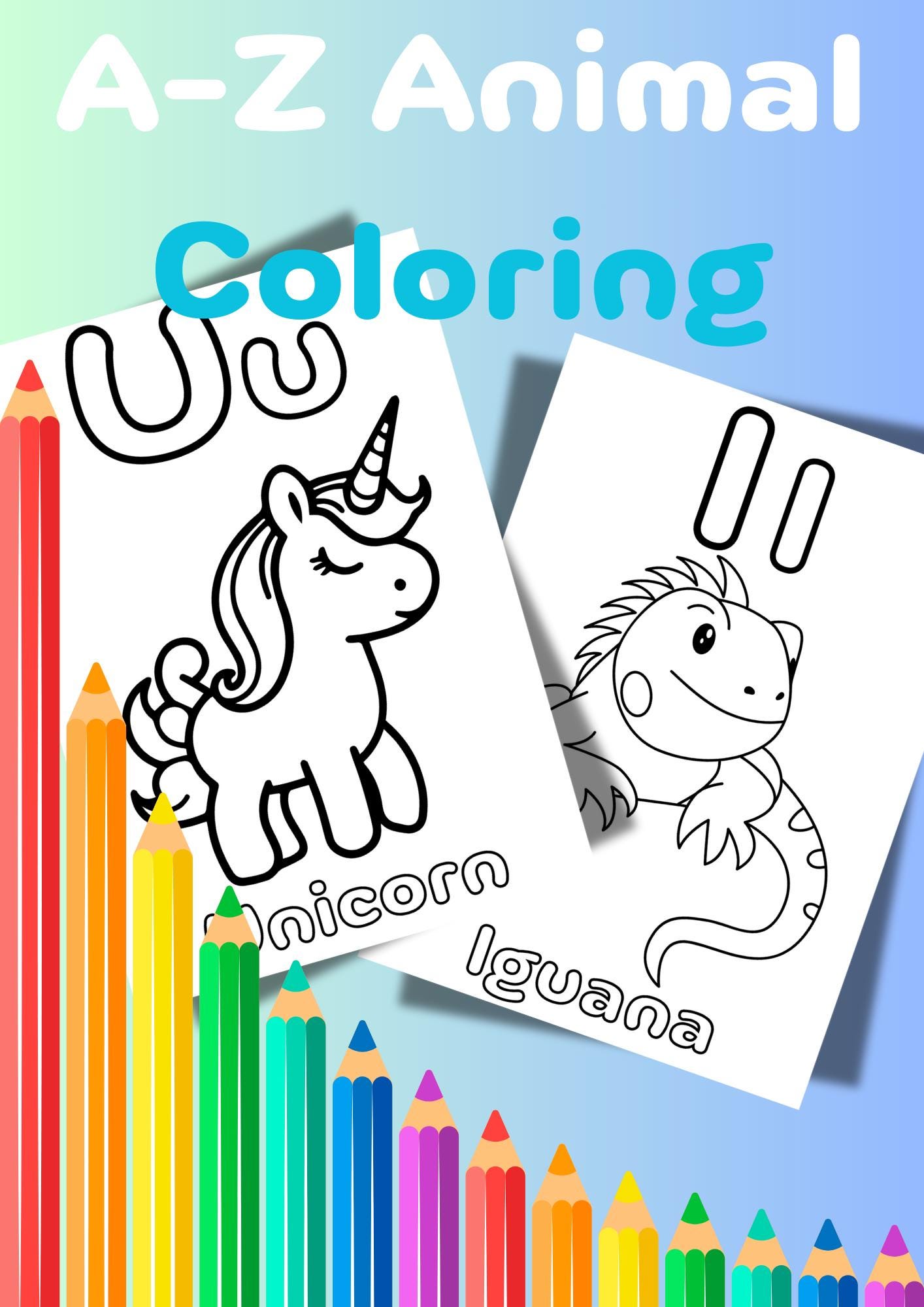 A-Z Alphabet Cute Animal Coloring Pages, Kids, Vocabulary for Kids ...