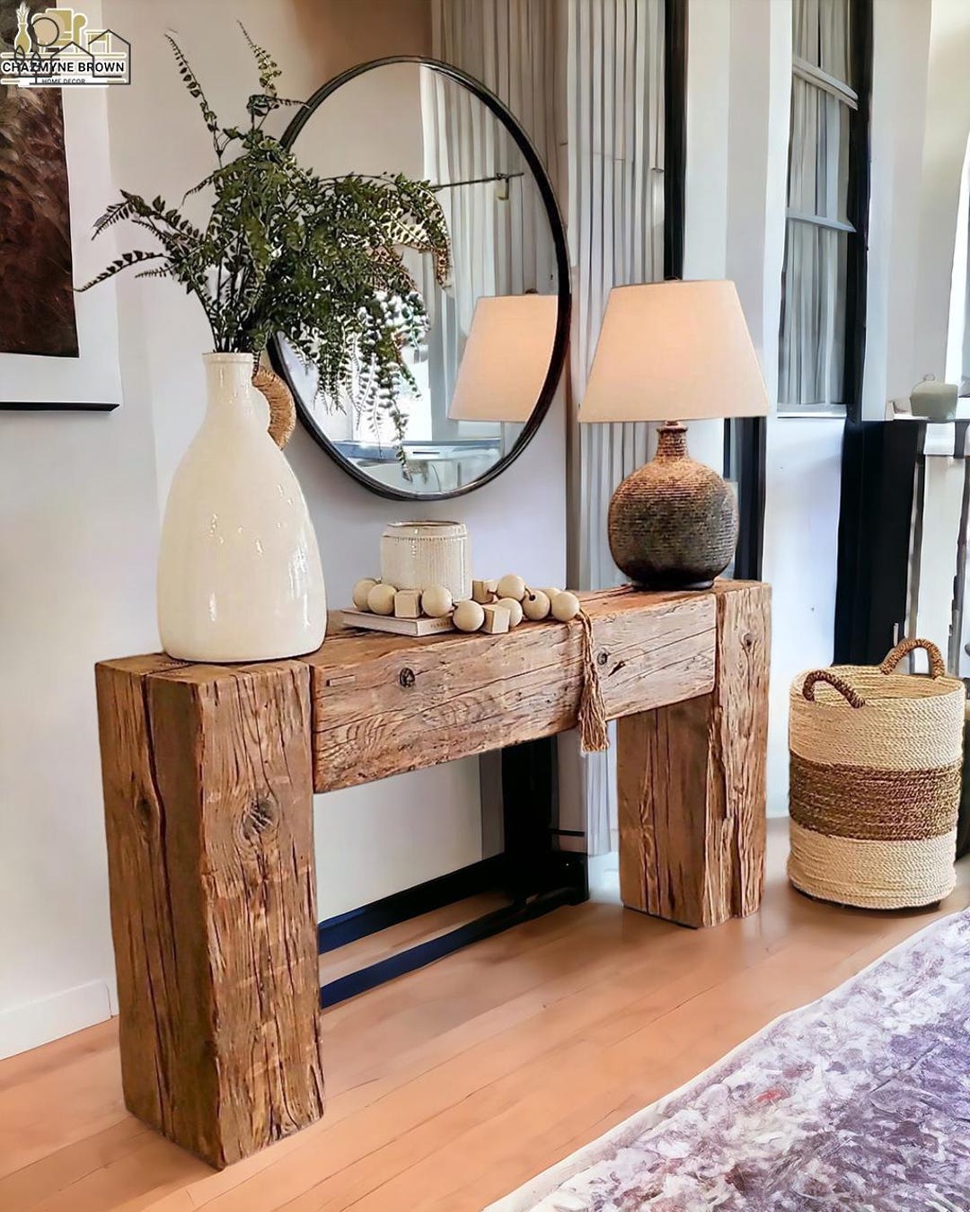 Reclaimed Barn Wood Entryway Table With Rough, Textured Wood, Crafted ...