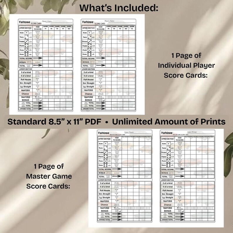 Printable Yahtzee Score Sheets PDF – Vintage Classic Car Theme, 2-per ...
