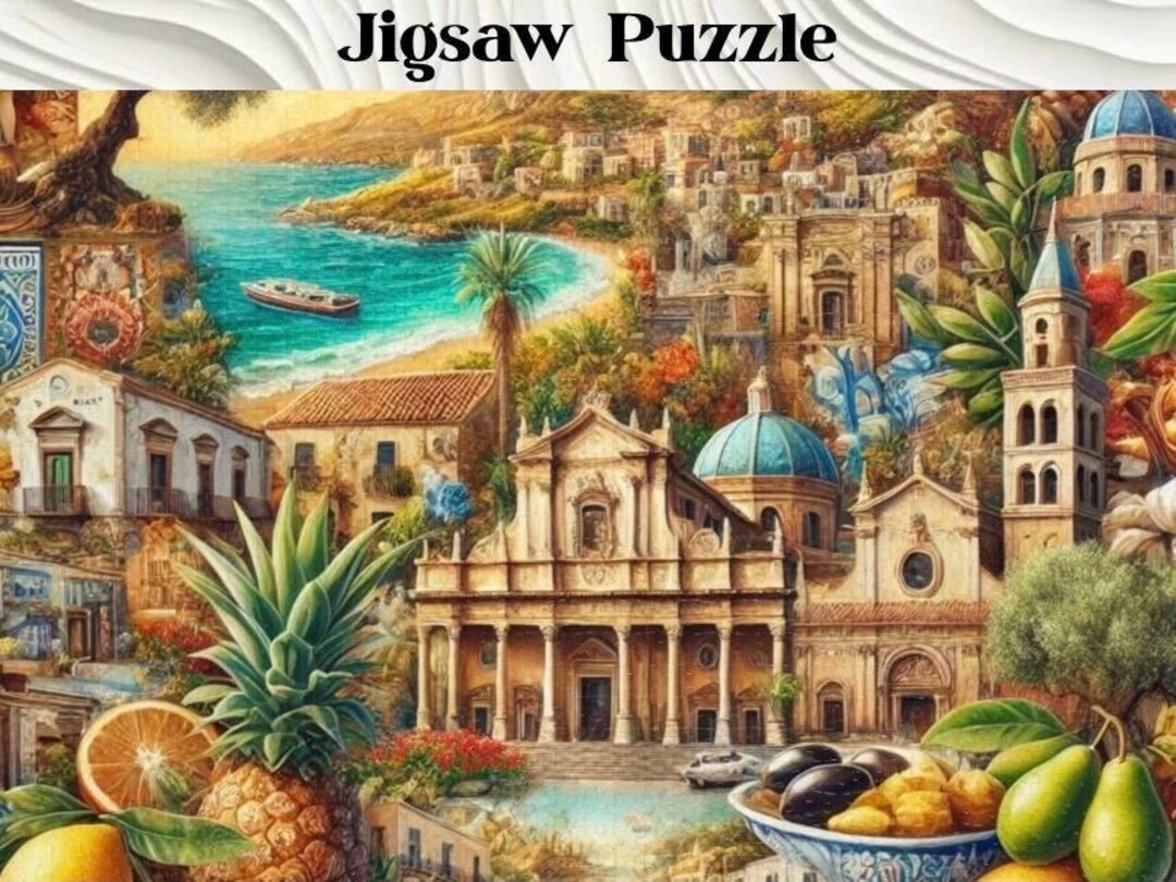 Jigsaw Puzzle: Sicilian-inspired Coastal Village Scene, Travel Lover ...