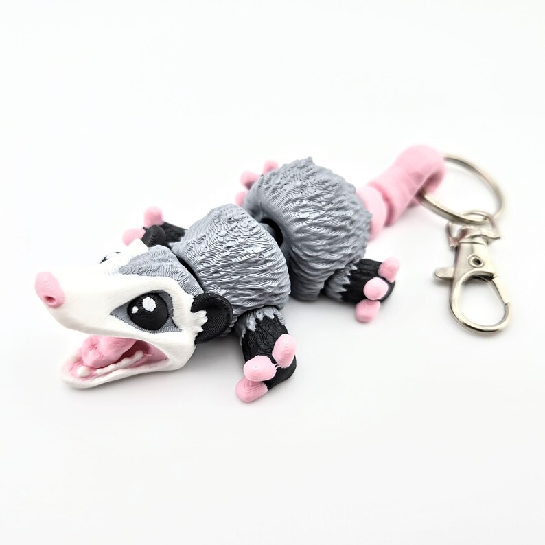 Articulated 3D Printed Opossum Keychain - Etsy