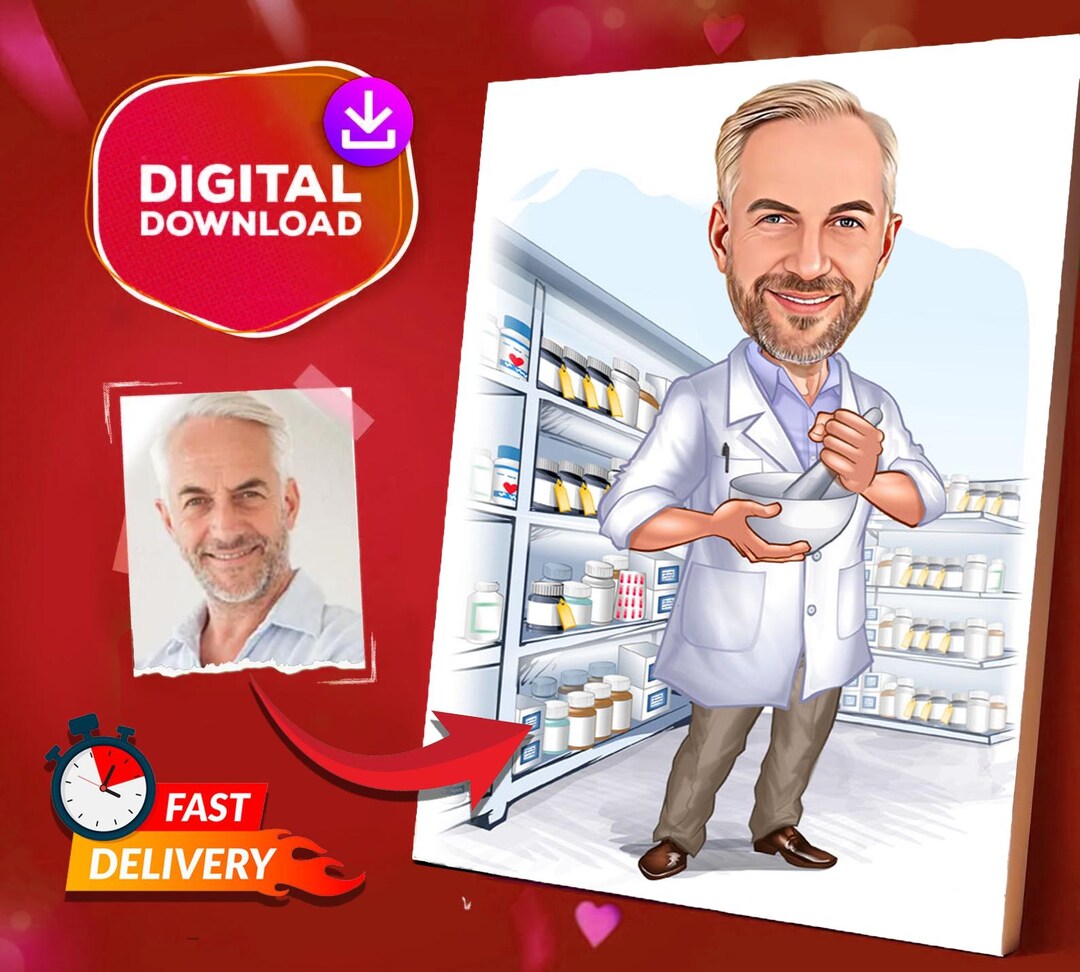 Personalized Pharmaceutical Scientist Cartoon Portrait, Doctor ...